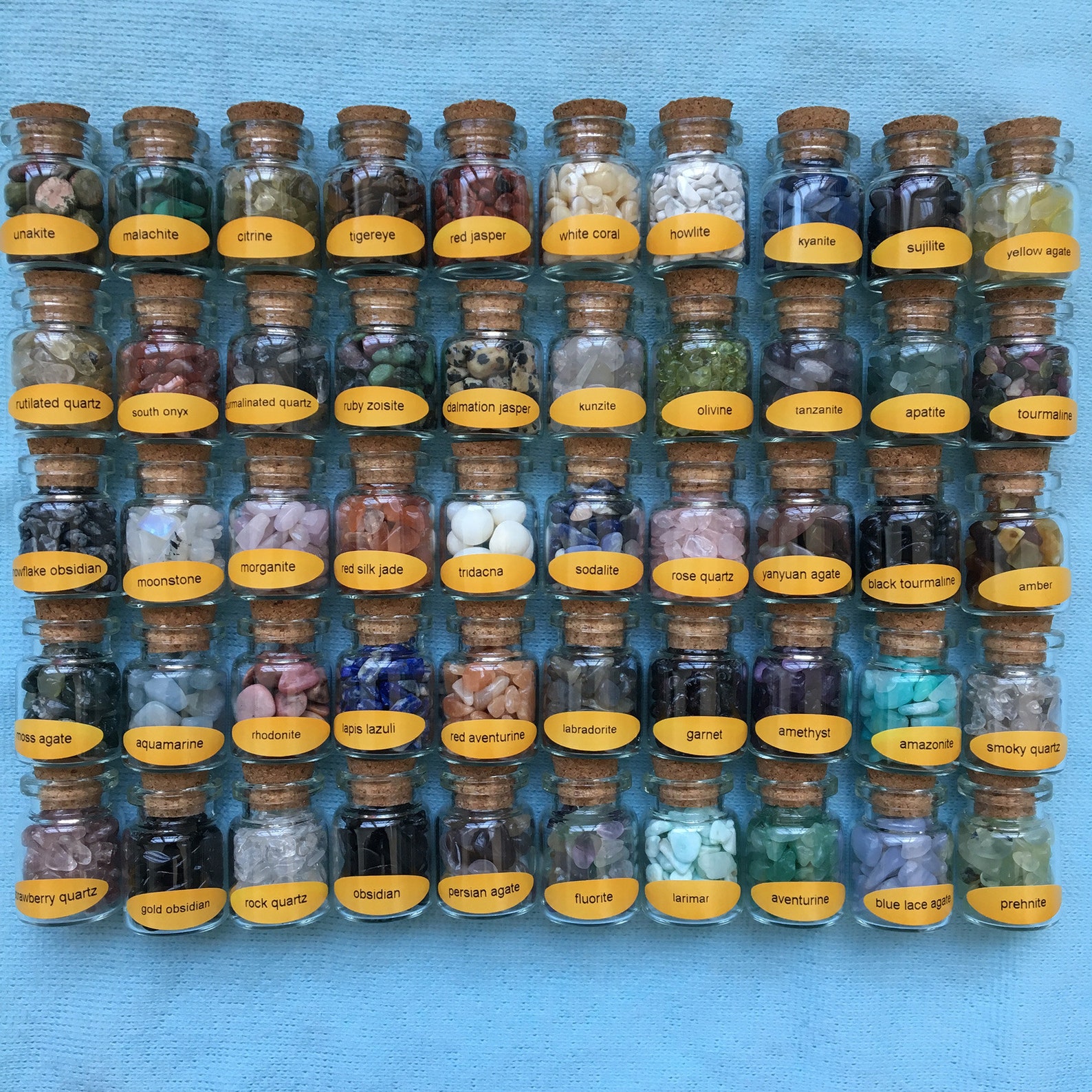 50 Mini Gemstone Bottles Chip Crystal Healing Tumbled Gem - Etsy