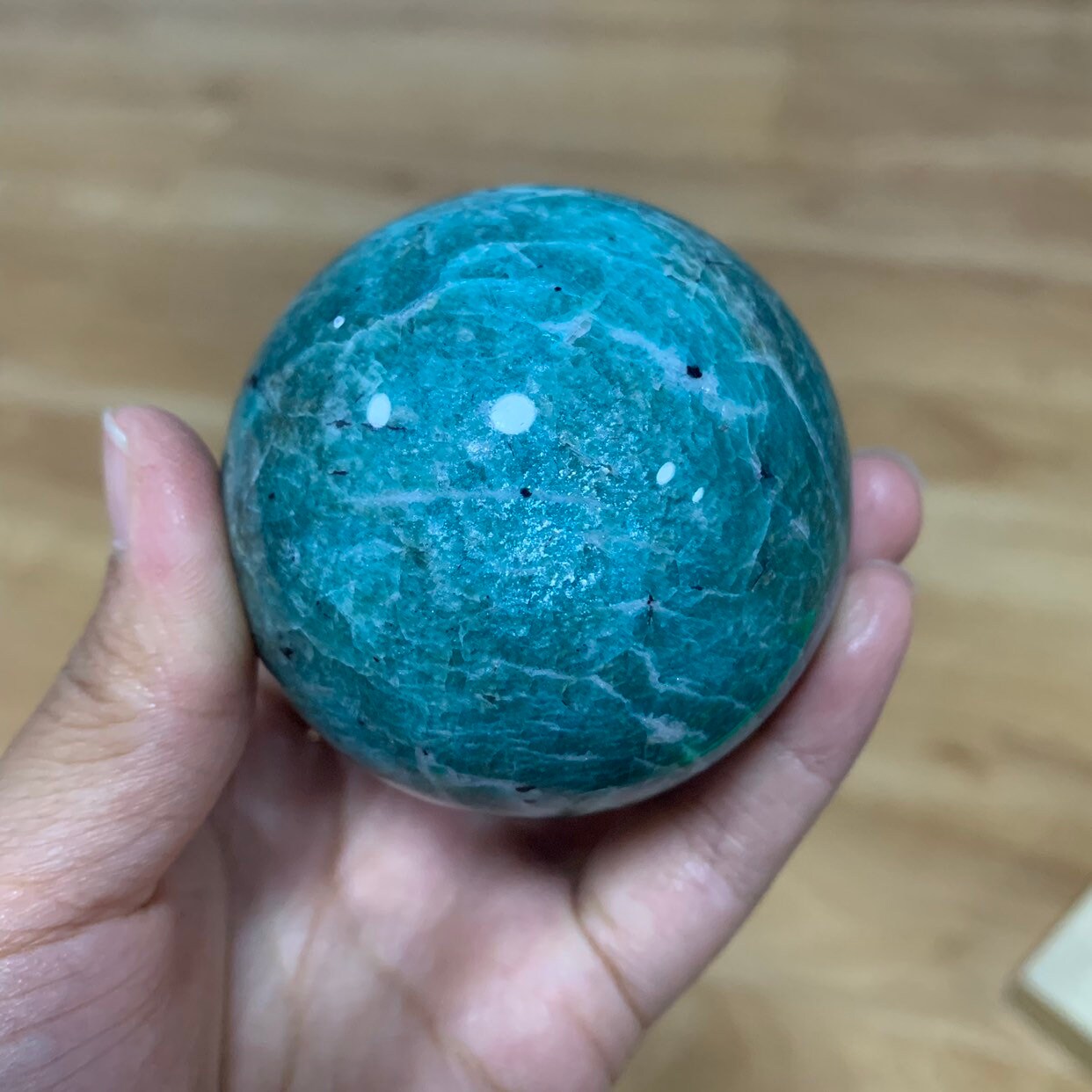 Natural green amazonite gems Crystal sphere with shiny-19 | Etsy