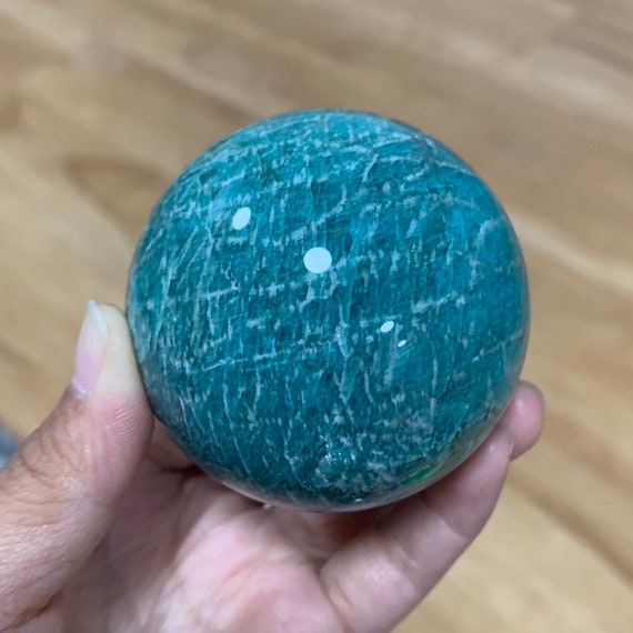 Natural green amazonite gems Crystal sphere with shiny-42 | Etsy