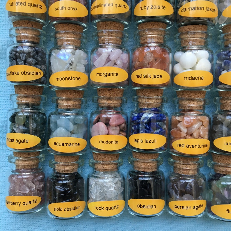 50 Mini Gemstone Bottles Chip Crystal Healing Tumbled Gem - Etsy