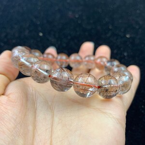 Natural Red Hair Rutilated Quartz Crystal Round Beads Bracelet-11 - Etsy