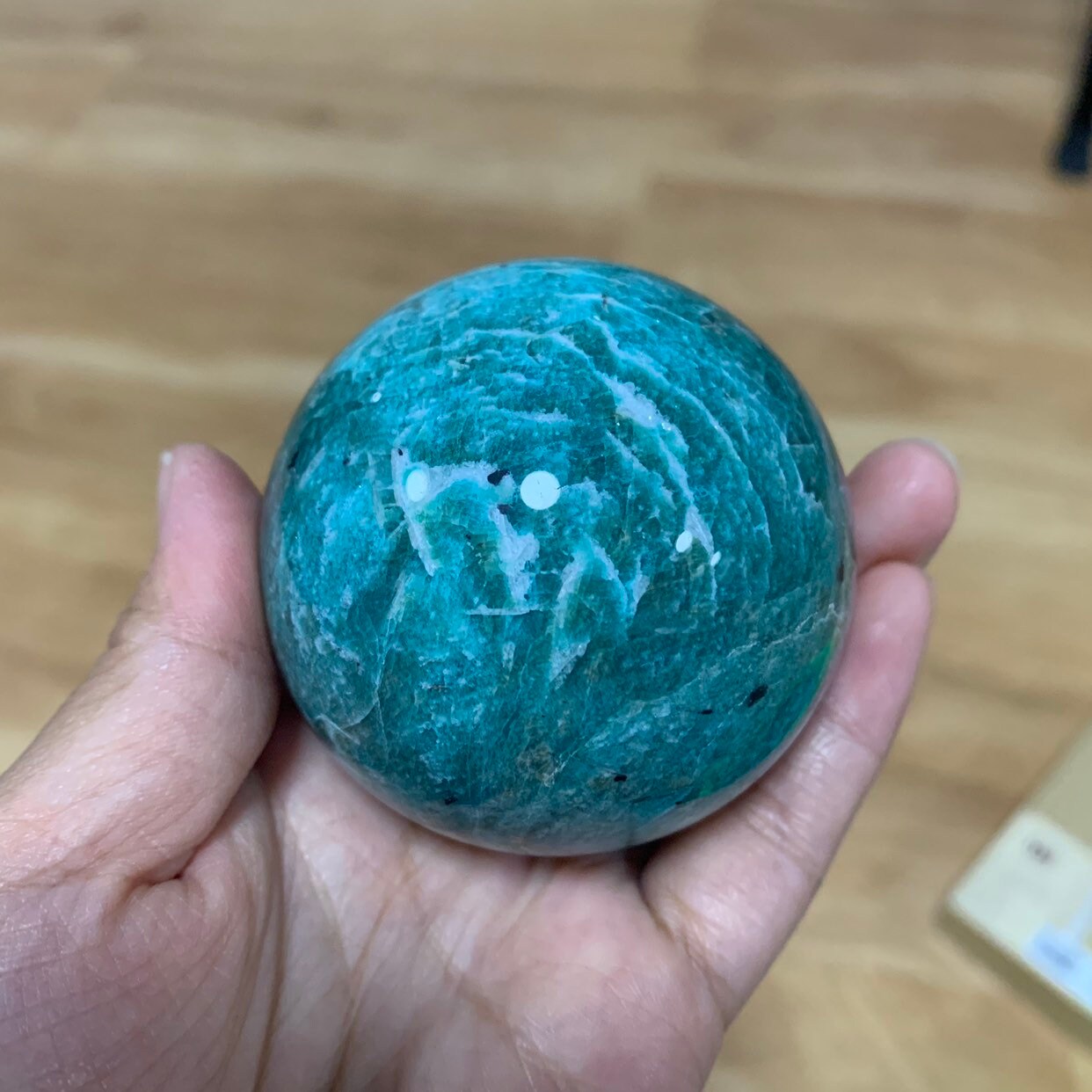 Natural green amazonite gems Crystal sphere with shiny-19 | Etsy