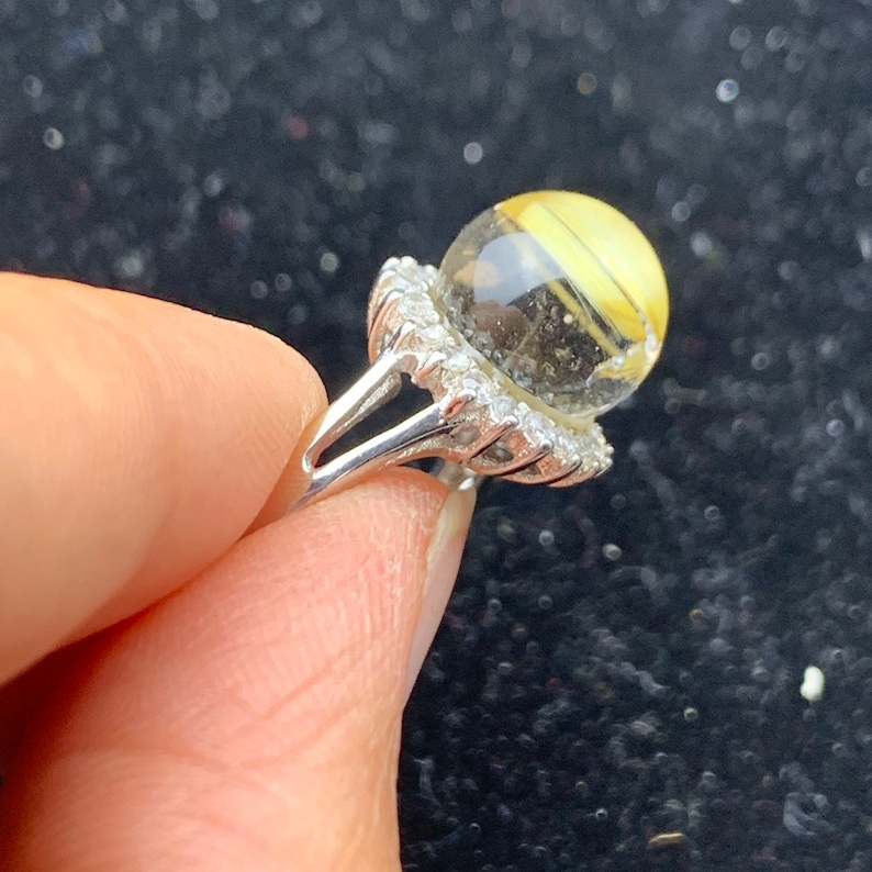 Natural Golden Titanium Rutilated Quartz Crystal Silver Woman - Etsy