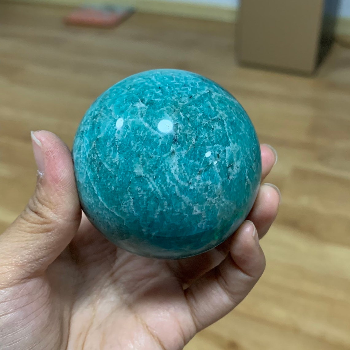 Natural green amazonite gems Crystal sphere with shiny-36 | Etsy