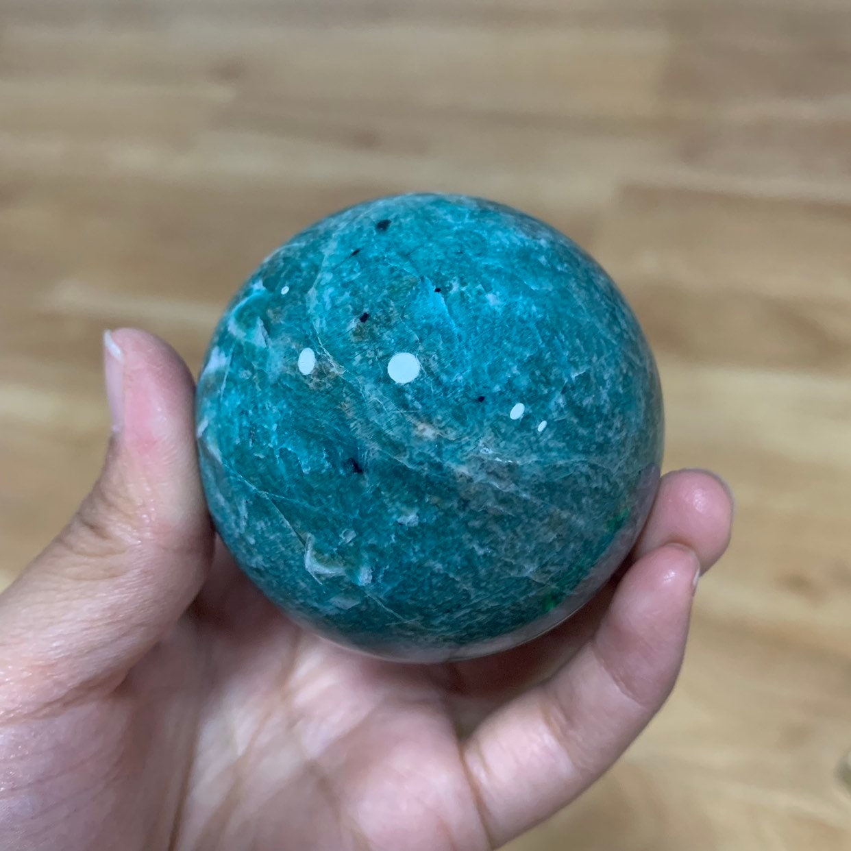 Natural green amazonite gems Crystal sphere with shiny-19 | Etsy