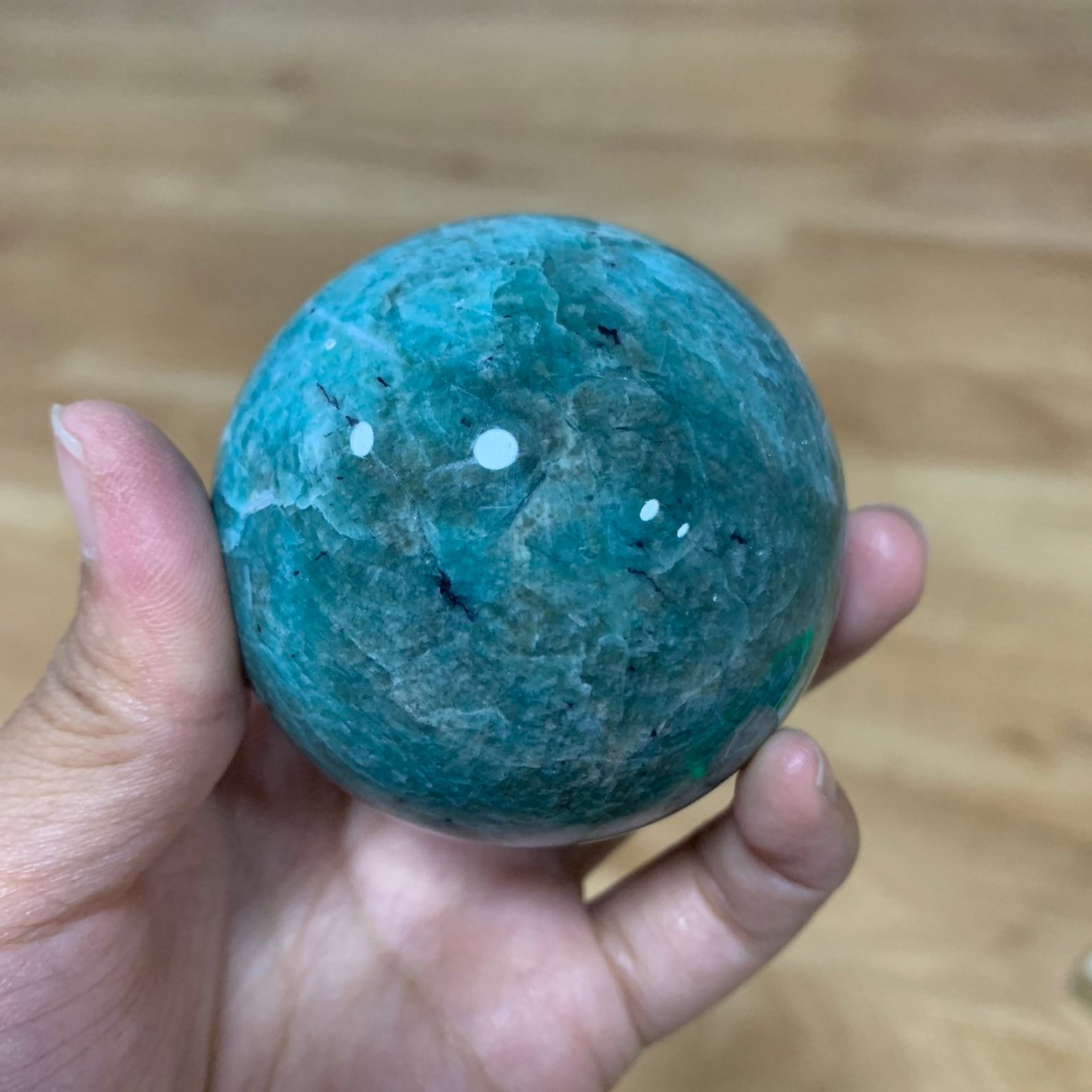 Natural green amazonite gems Crystal sphere with shiny-19 | Etsy