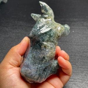 229g Moss Agate Carved Rhinoceros -7 - Etsy