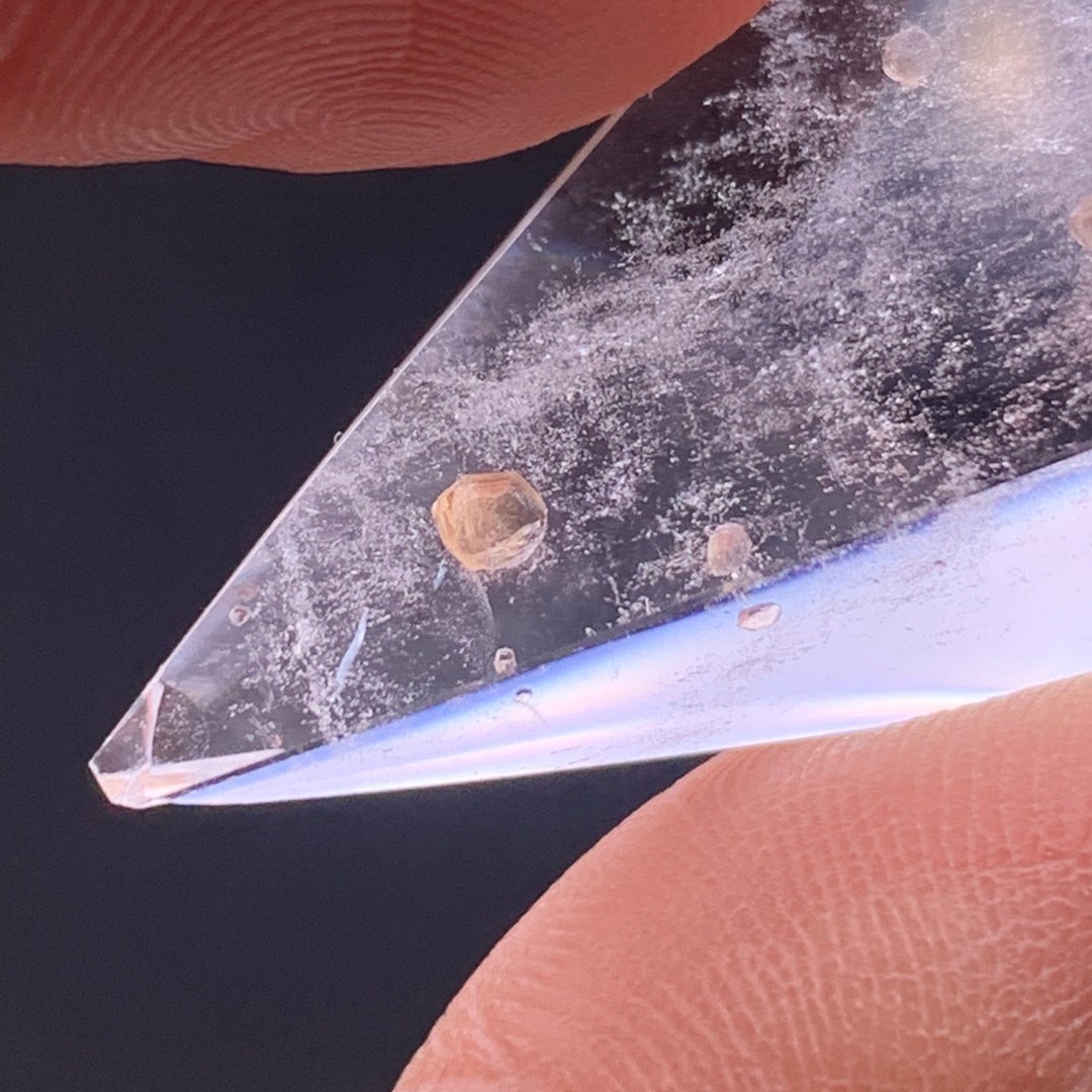 Natural Clear Quartz With Fanta Orange Garnets Inclusions Freeform - Etsy