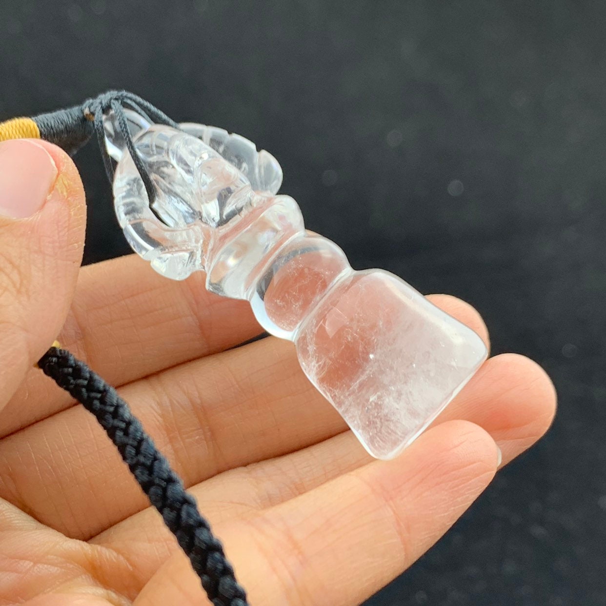 Natural Clear Quartz Crystal Amulet VAJRA Dorje Bell Pendant - Etsy