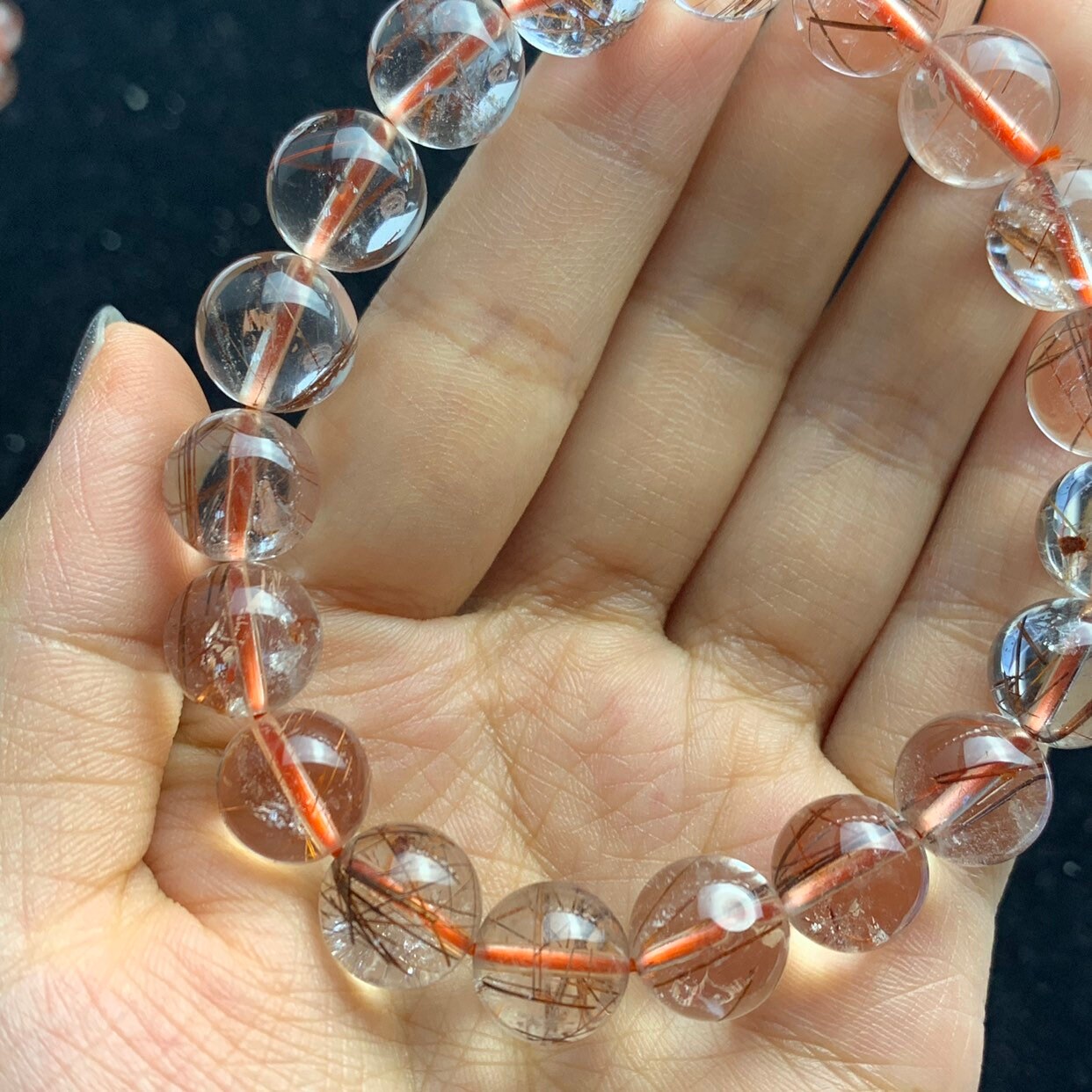 Natural Red Hair Rutilated Quartz Crystal Round Beads - Etsy