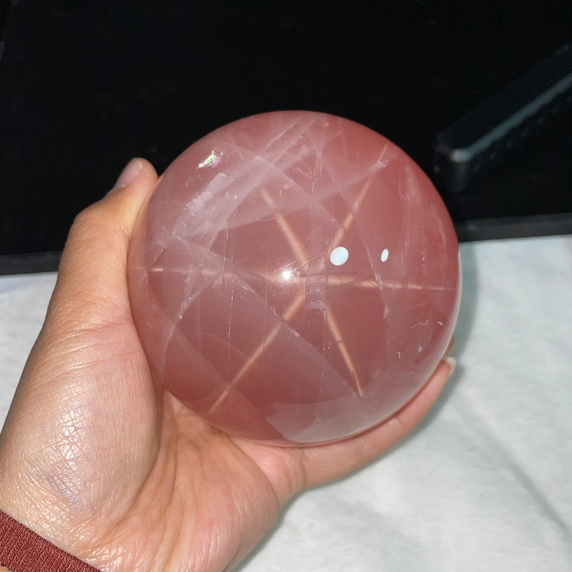 Beautiful Dark Pink Star Light Rose Quartz With Rainbows - Etsy