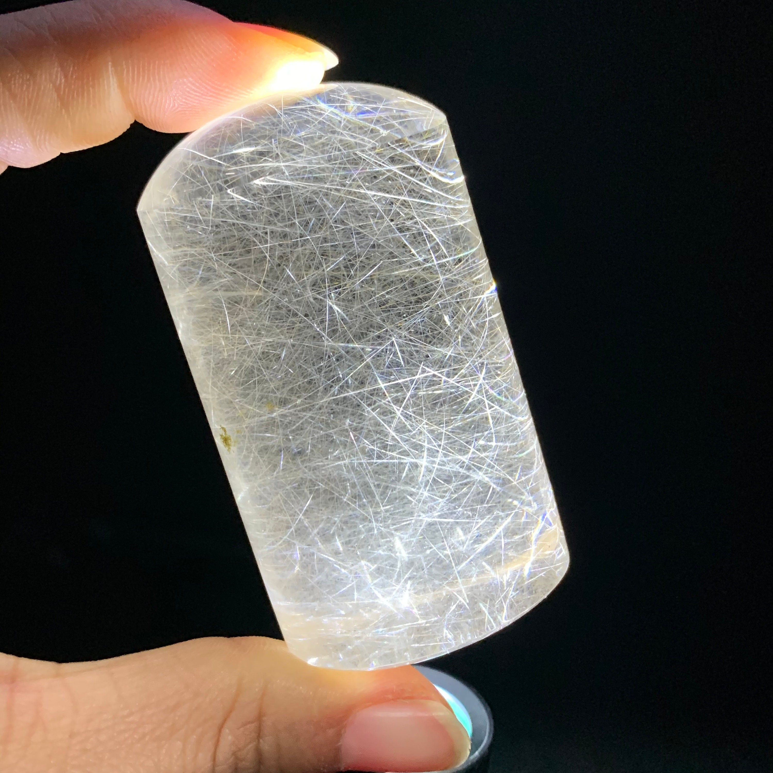 Natural white feather Hair Rutilated Quartz Crystal cylinder Rocks ...
