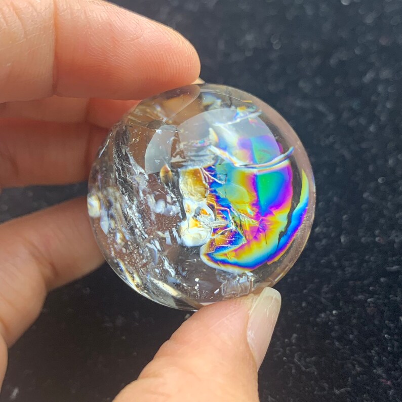 Rainbow32 Mm Natural Rainbow Quartz Crystal Sphere Ball - Etsy