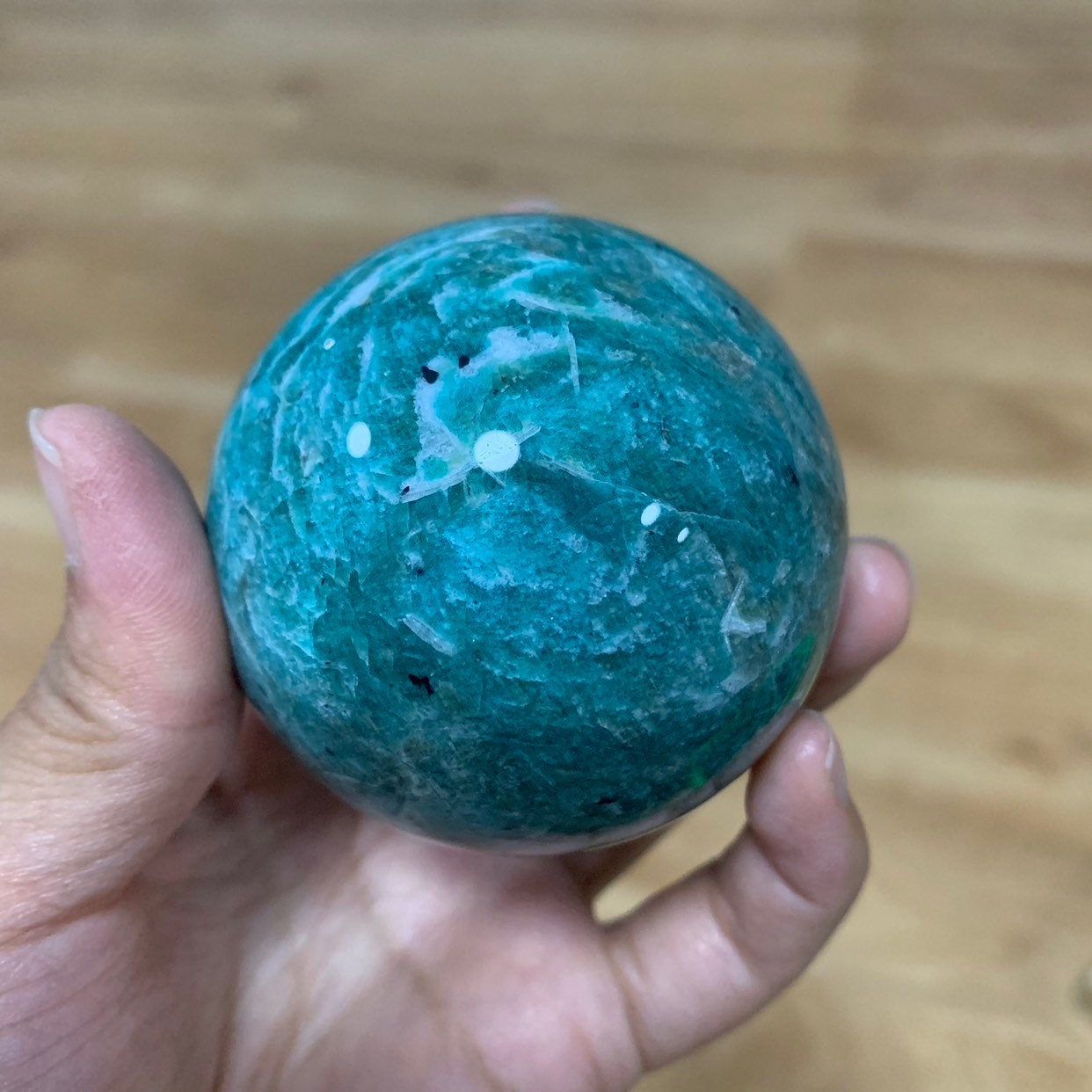 Natural green amazonite gems Crystal sphere with shiny-19 | Etsy