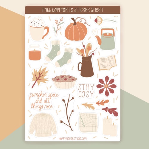 Fall Sticker Sheet Autumn Stickers Autumn Sticker Pack Cosy - Etsy