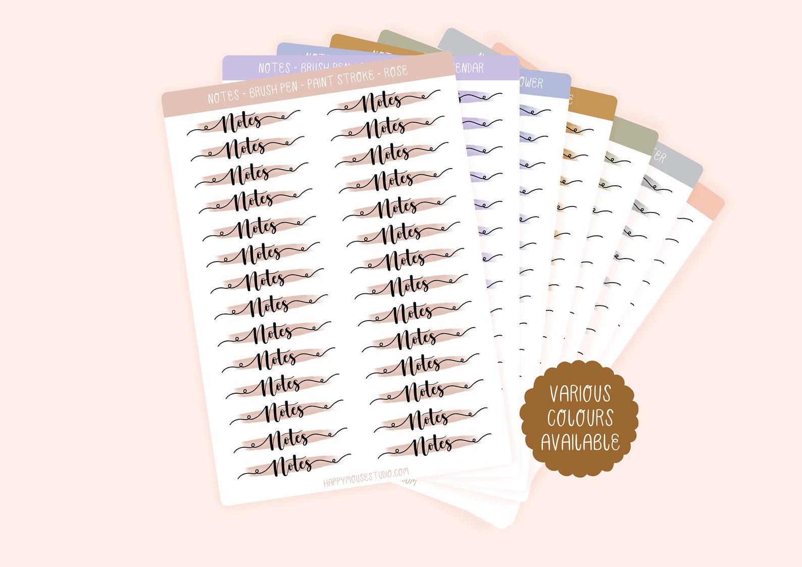 Notes Stickers Brush Pen Lettering Note Sticker Sheet - Etsy