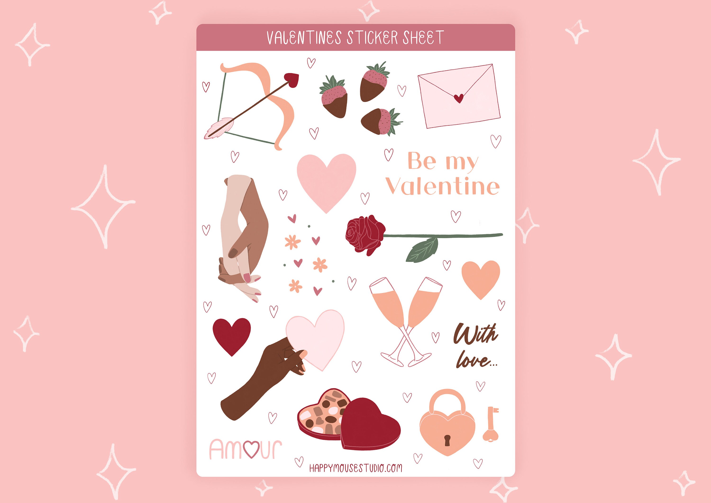 Valentines Sticker Sheet Love Sticker Sheet Valentines - Etsy UK