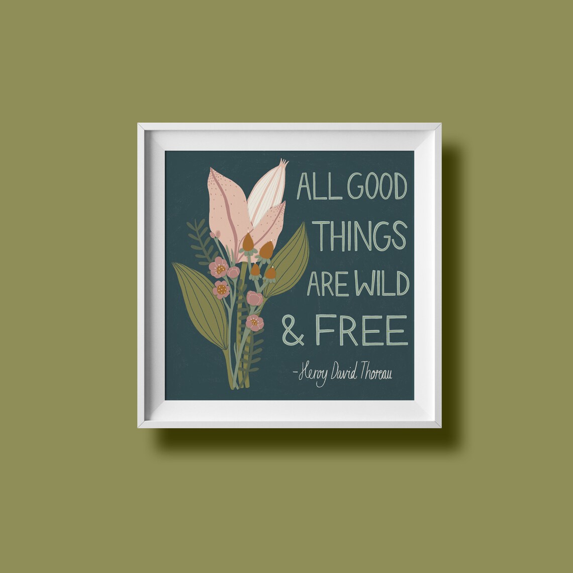 Wild & Free / Square Botanical Art Print / Digital - Etsy