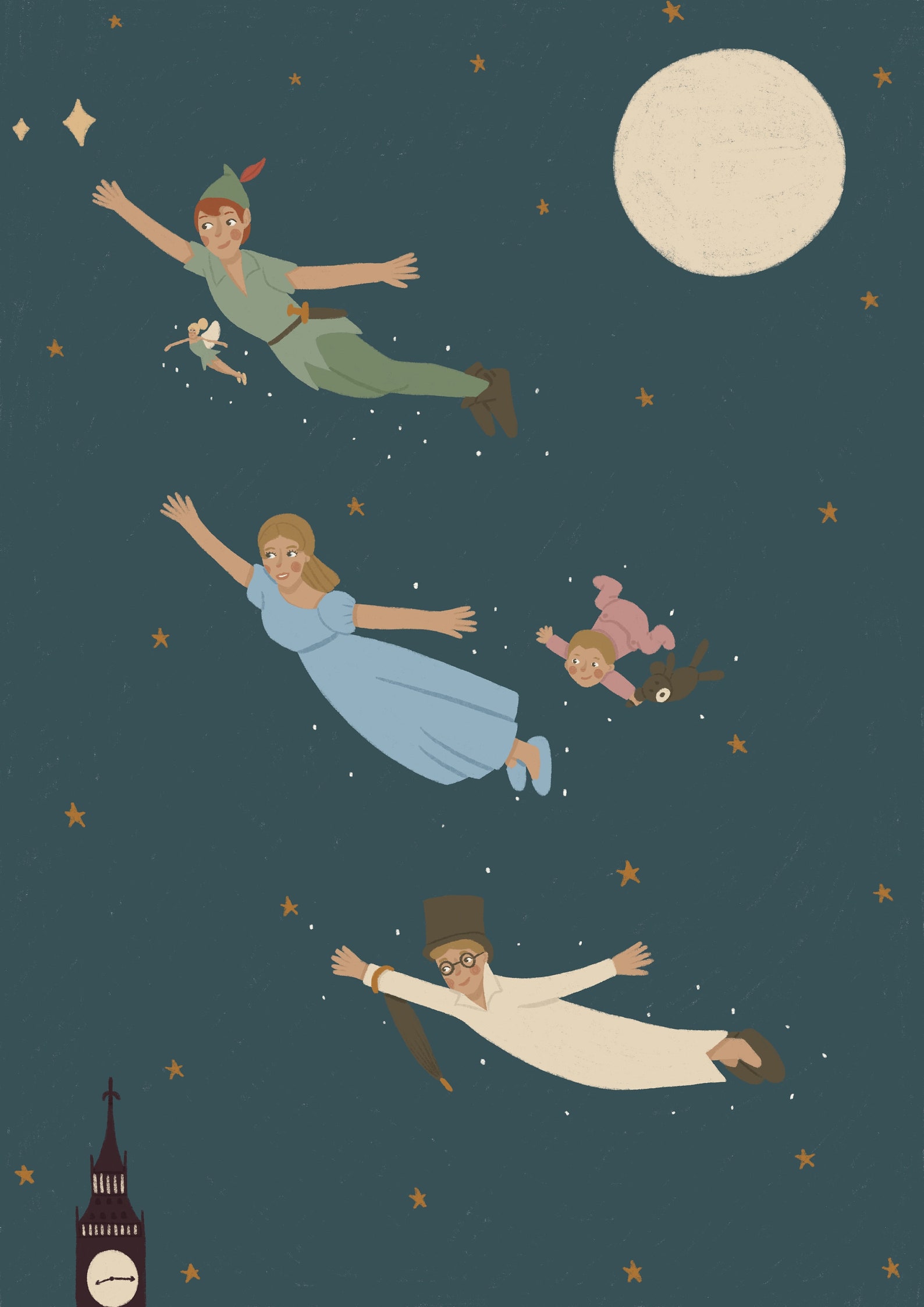 Flight / A5 A4 Peter Pan art print / Digital illustration | Etsy