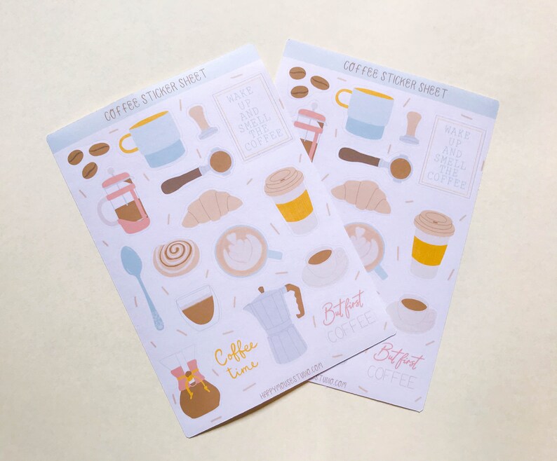 Coffee Sticker Sheet Coffee Stickers Drink Stickers Food - Etsy