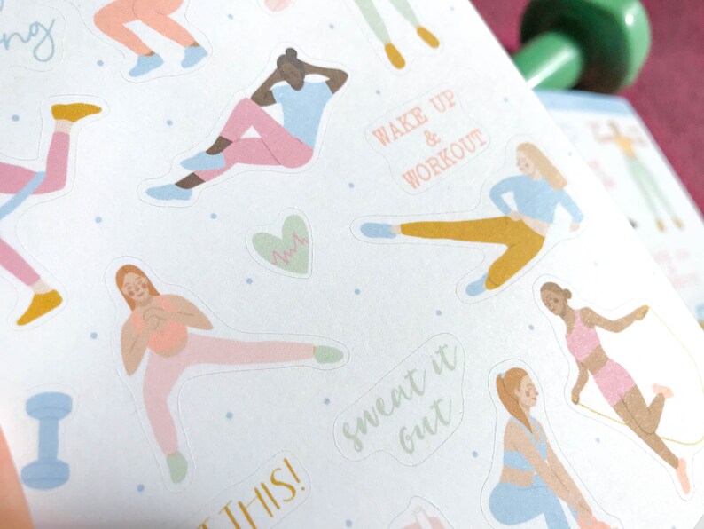 Workout Sticker Sheet Fitness Sticker Sheet Workout - Etsy