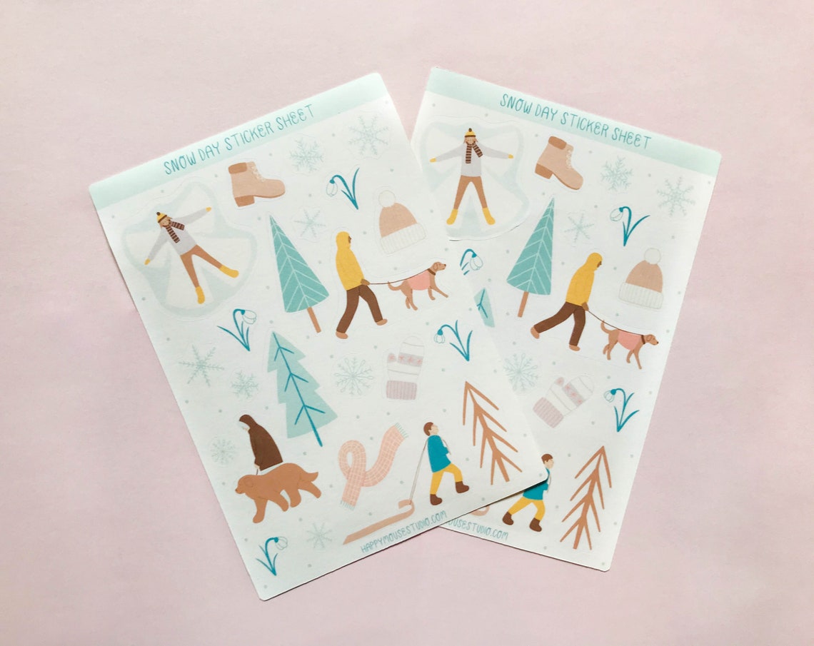 Snow day sticker sheet Winter planner stickers Winter | Etsy