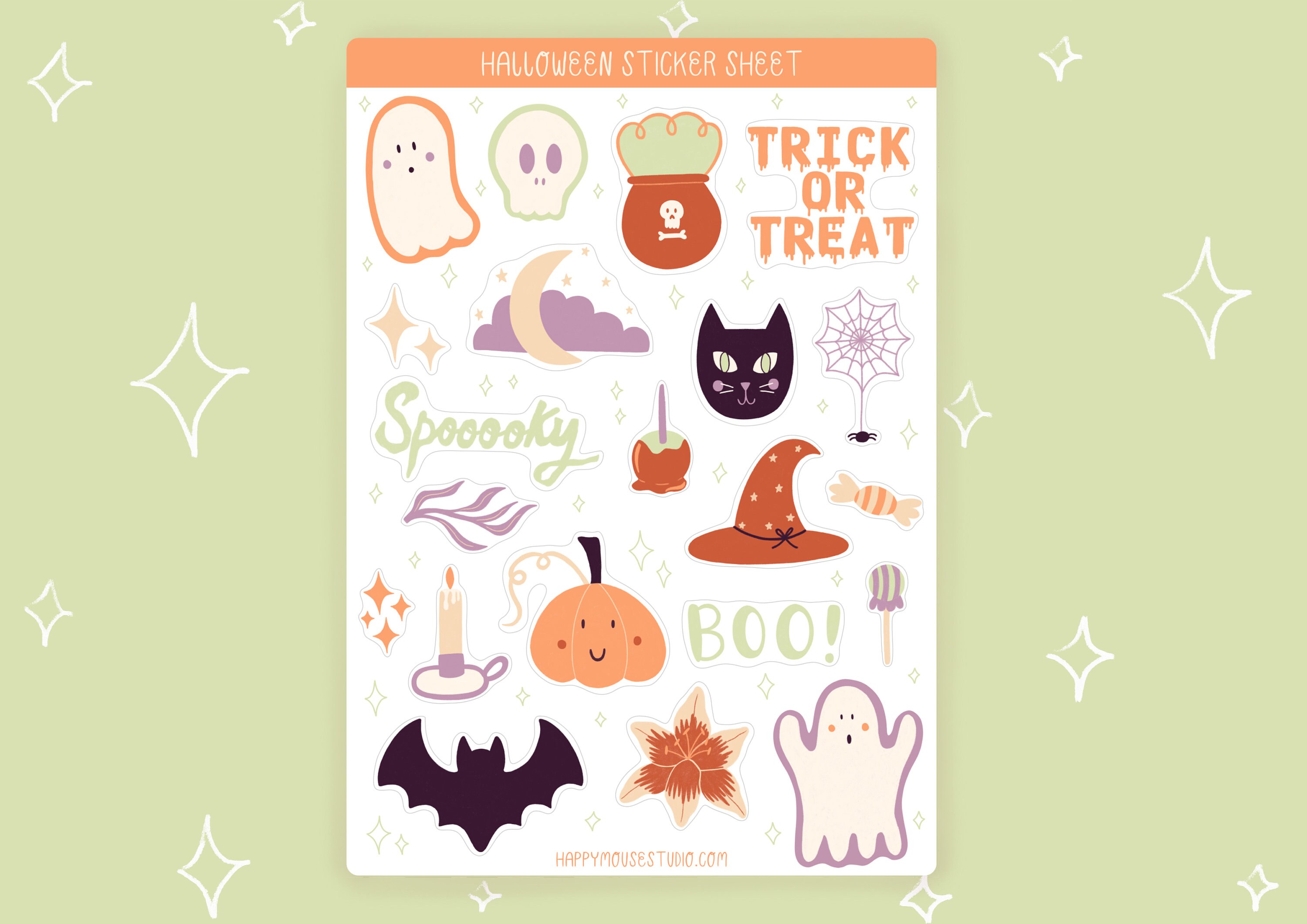 Halloween sticker sheet Halloween stickers Spooky stickers | Etsy
