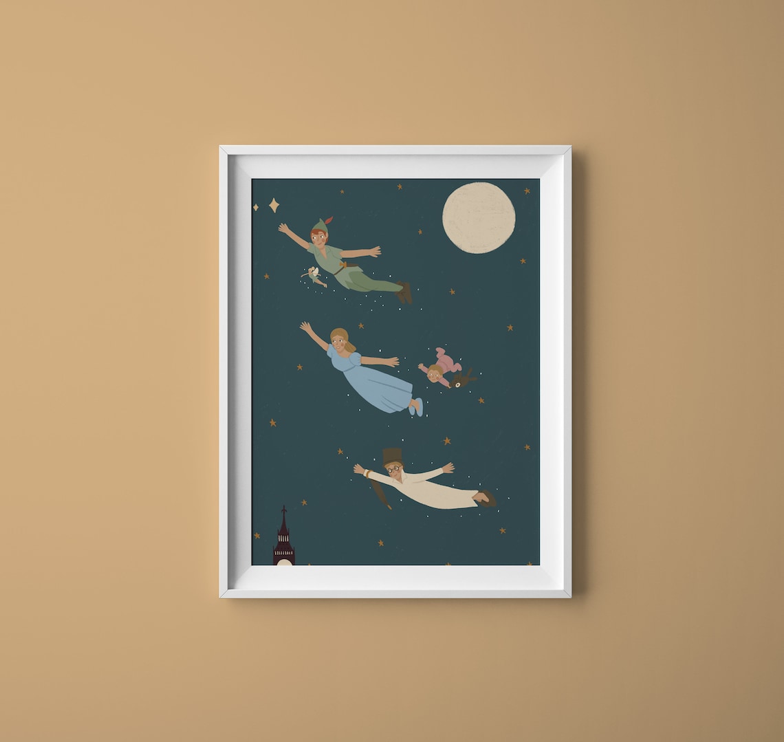 Flight / A5 A4 Peter Pan art print / Digital illustration | Etsy