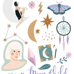 Moon Child Sticker Sheet, Celestial Stickers, Moon Lover, Magic ...