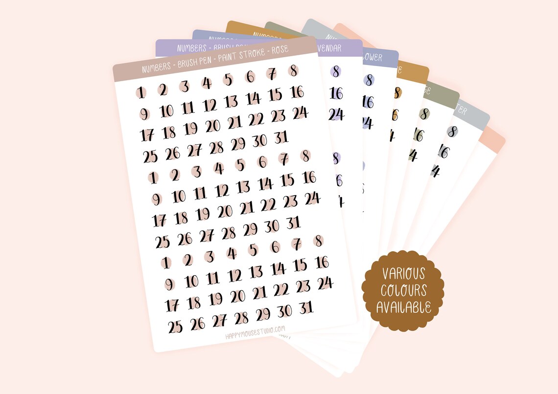 Number Stickers Number Sticker Sheet Planner Stickers - Etsy