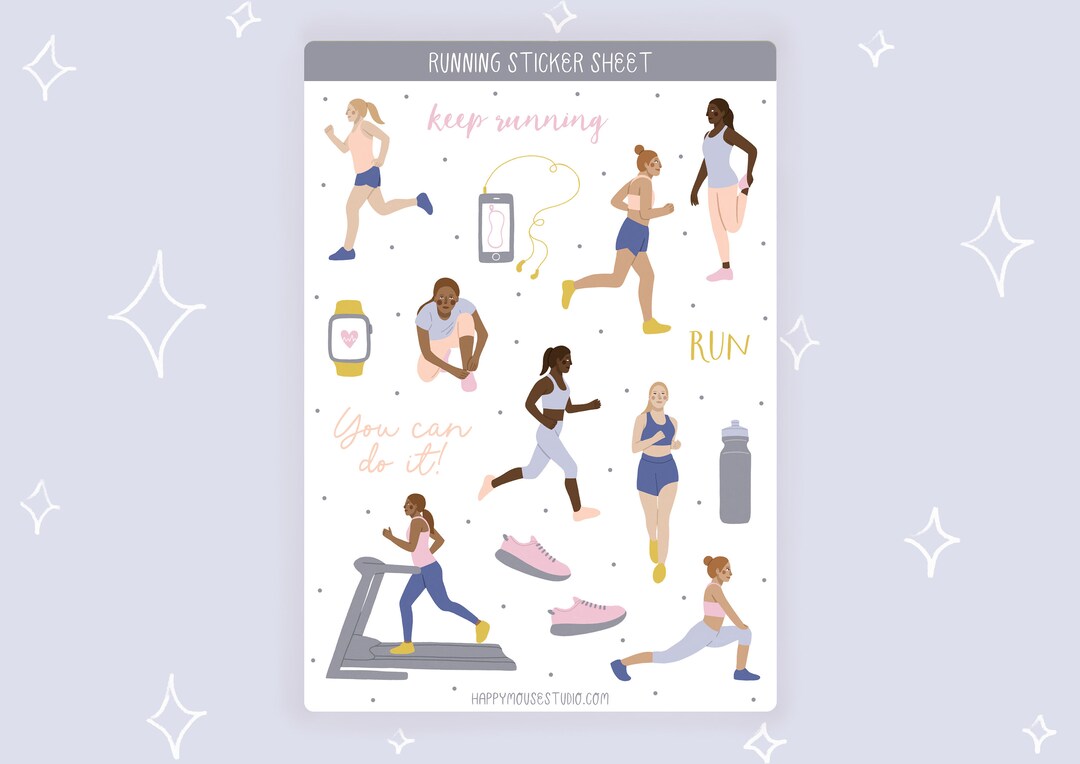 Running sticker sheet, Running stickers, Running journal, Runner ...