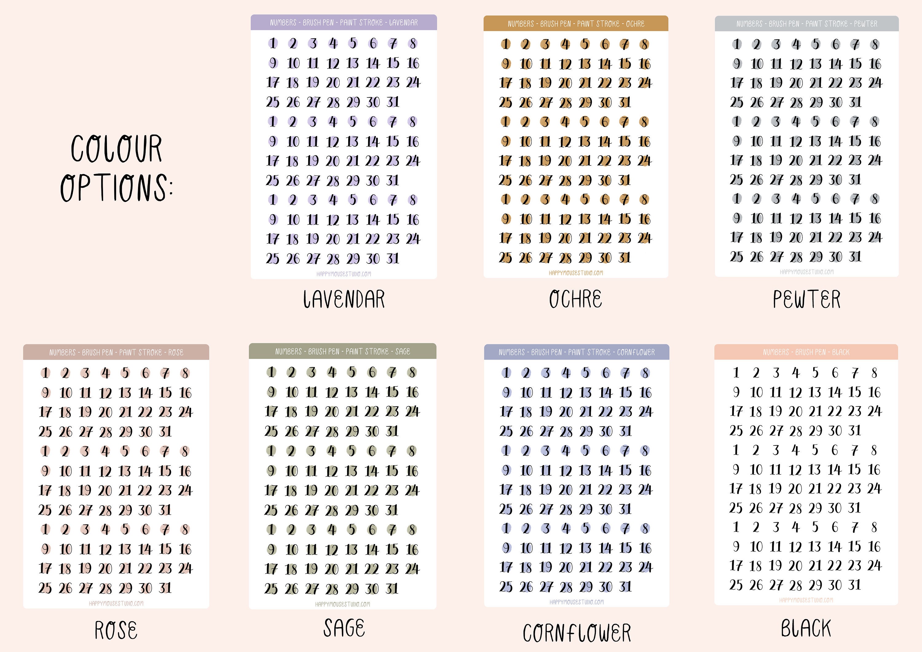 Number Stickers, Number Sticker Sheet, Planner Stickers, Journal ...