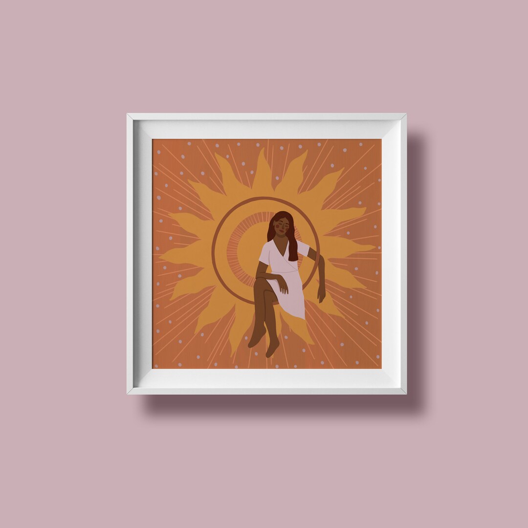 Sun Goddess / Square Portrait Art Print / Digital Illustration of a ...