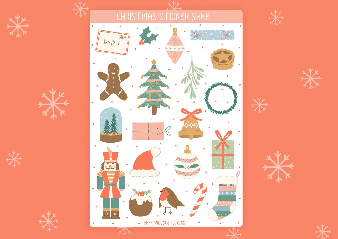 Christmas Sticker Sheet, Christmas Stickers, Christmas Planner Stickers ...