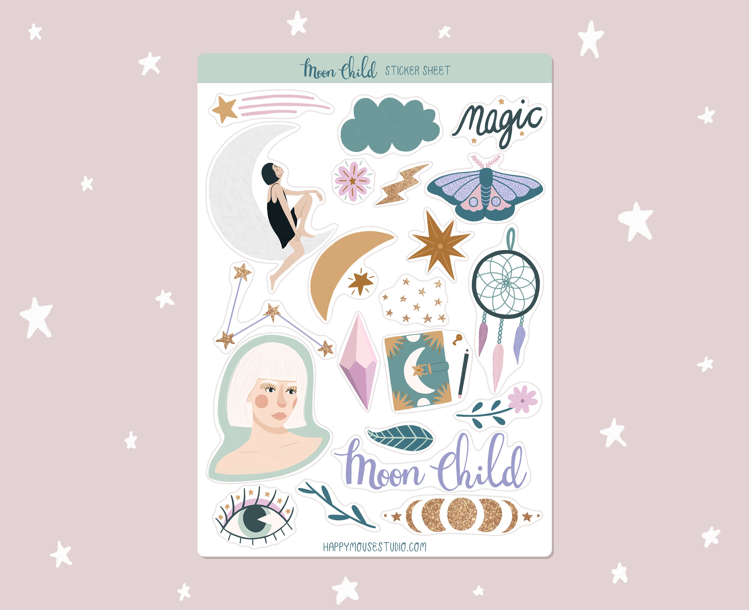 Moon Child Sticker Sheet Celestial Stickers Moon Lover | Etsy