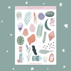 Crystal Sticker Sheet, Crystals, Gem Stickers, Cute Illustrated Sticker ...