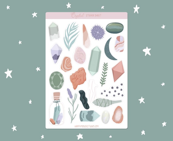 Crystal Sticker Sheet Crystals Gem Stickers Cute | Etsy