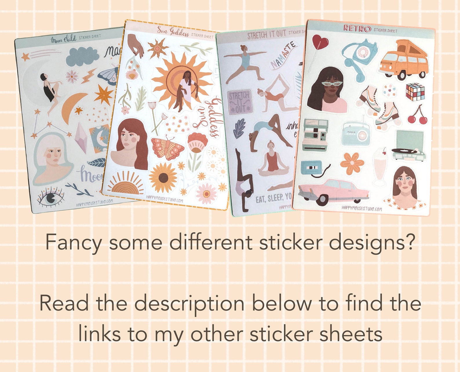 Retro Sticker Sheet Vintage Stickers Cute Illustrated | Etsy