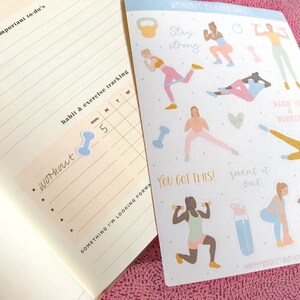Workout Sticker Sheet, Fitness Sticker Sheet, Workout Stickers, Fitness ...