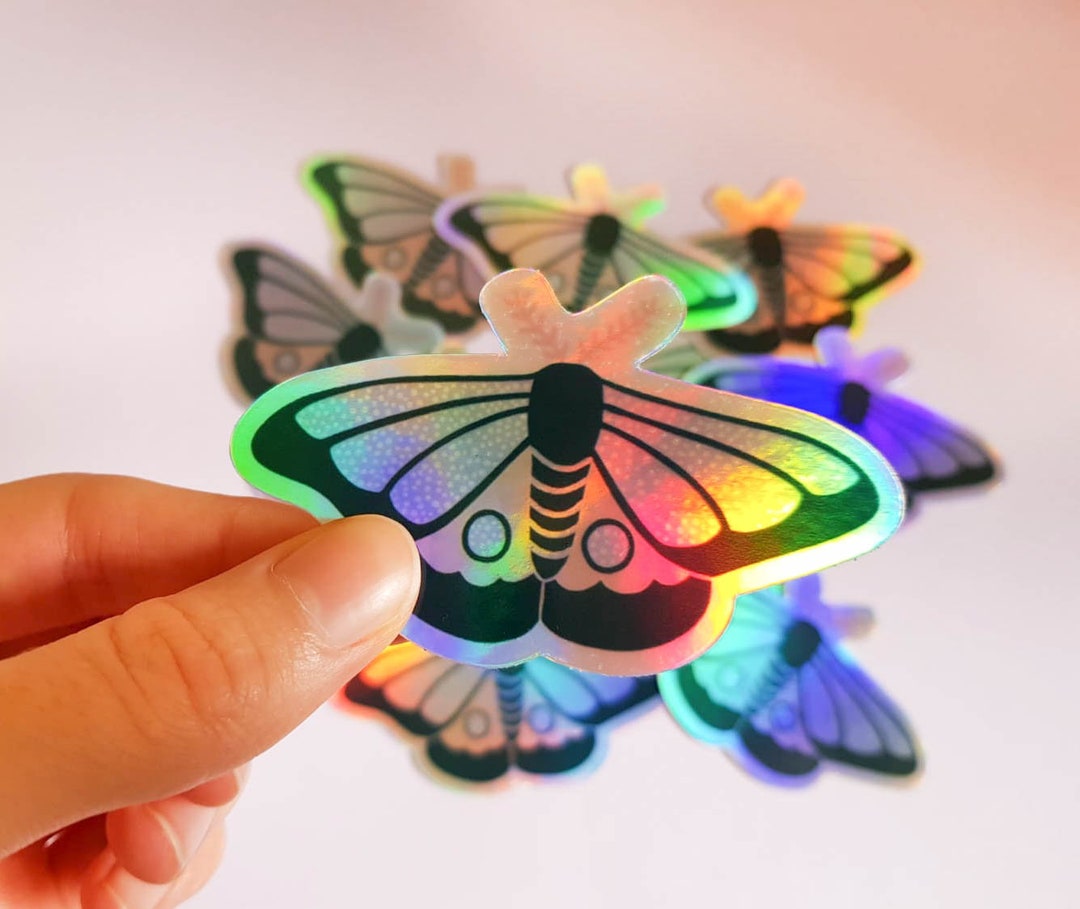 Holographic Moth Sticker, Vinyl Sticker, Waterproof Sticker ...
