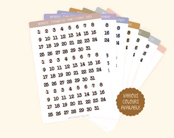 Number Stickers, Number Sticker Sheet, Planner Stickers, Journal ...