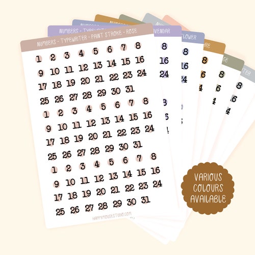Number Stickers Number Sticker Sheet Planner Stickers - Etsy