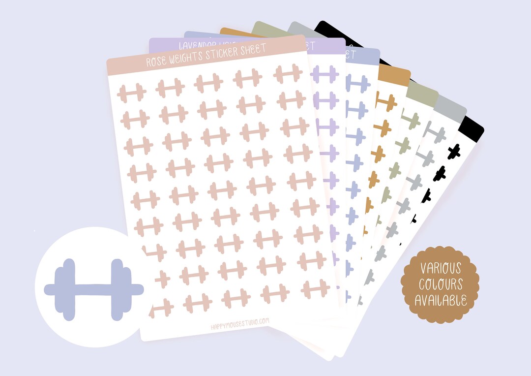 Weights Sticker Sheet, Dumbbell Sticker Sheet, Fitness Sticker Sheet ...