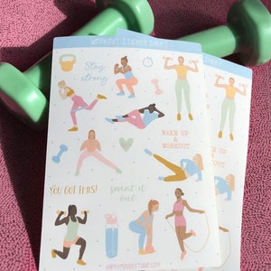 Workout Sticker Sheet, Fitness Sticker Sheet, Workout Stickers, Fitness ...