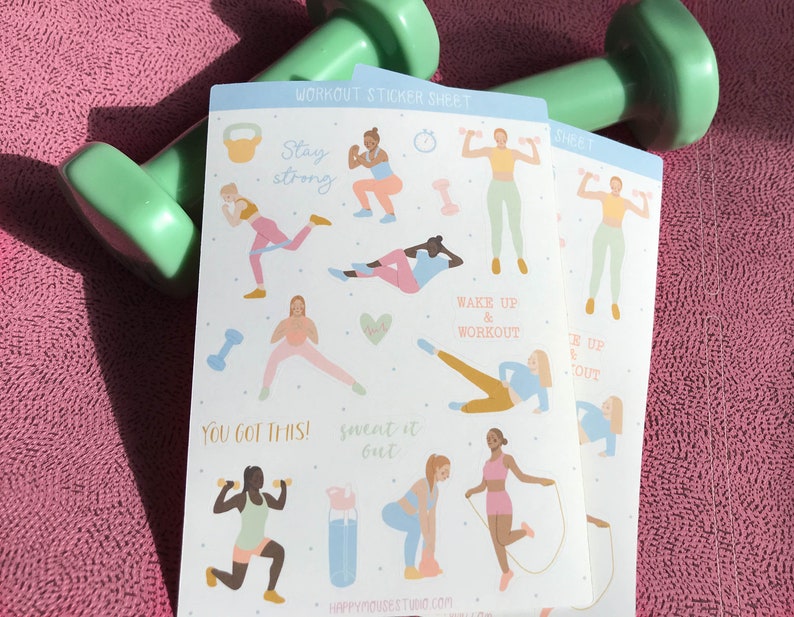 Workout Sticker Sheet Fitness Sticker Sheet Workout - Etsy