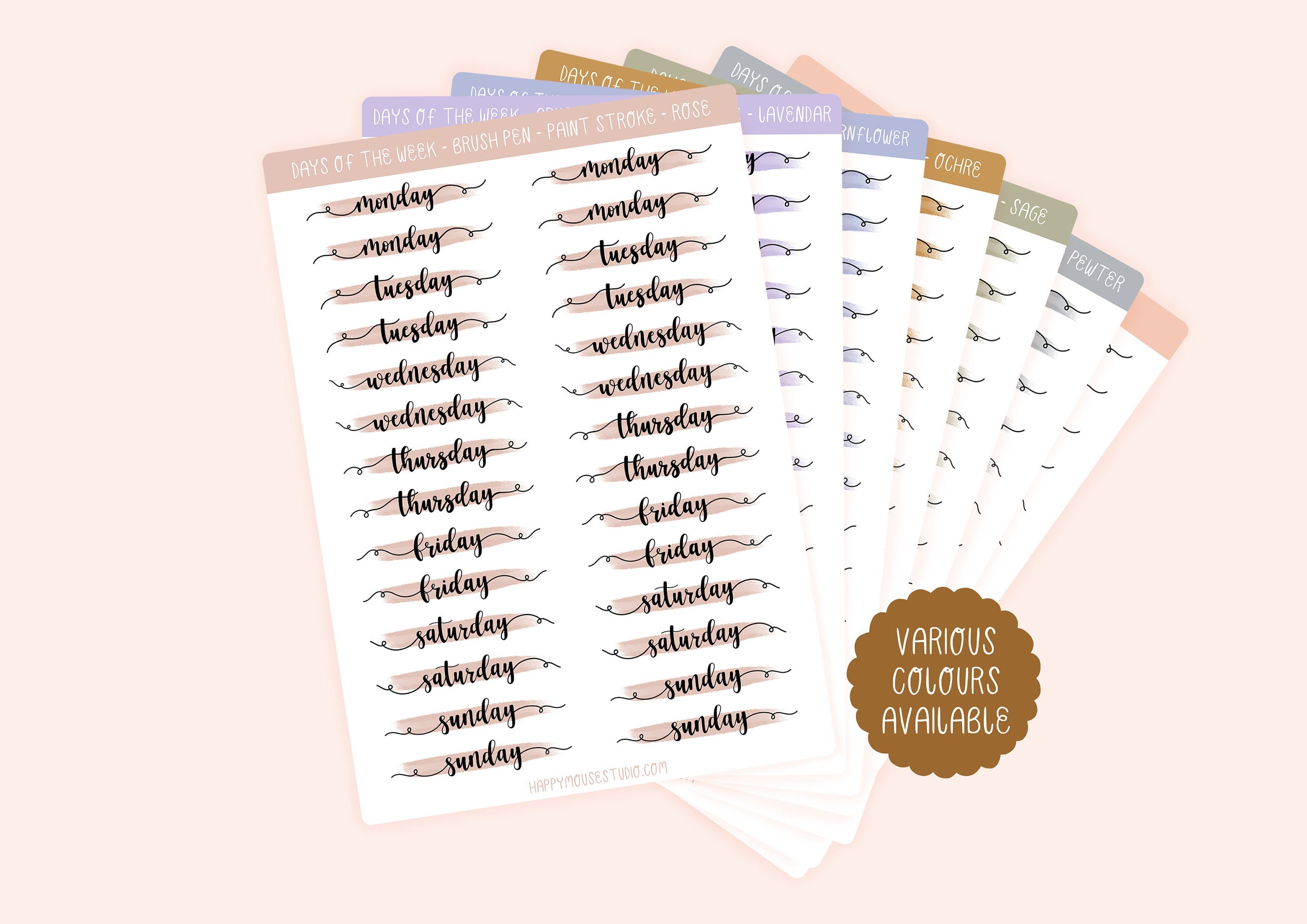 Days of the week stickers Weekday stickers Planner stickers | Etsy