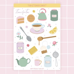 Tea Sticker Sheet, Tea Stickers, Drink Stickers, Food Stickers, Tea ...