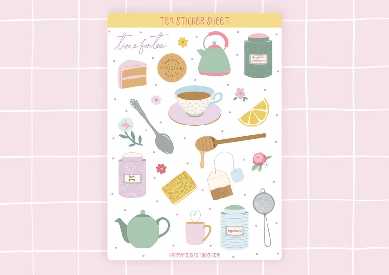 Tea Sticker Sheet Tea Stickers Drink Stickers Food - Etsy