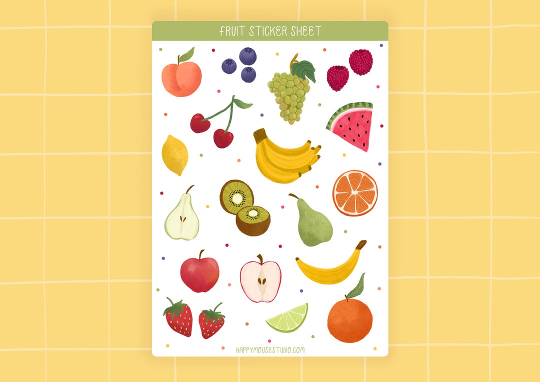 Fruit Sticker Sheet, Fruit Stickers, Food Stickers, Bujo Stickers ...