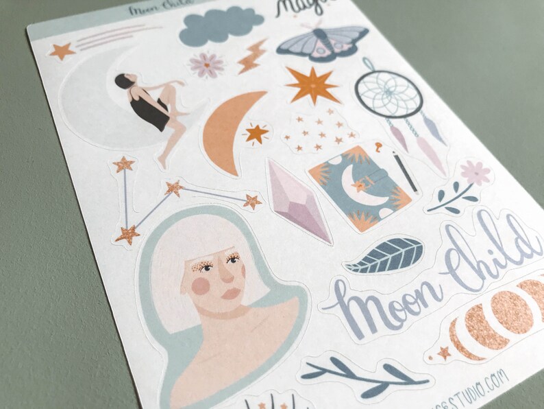 Moon Child Sticker Sheet Celestial Stickers Moon Lover | Etsy